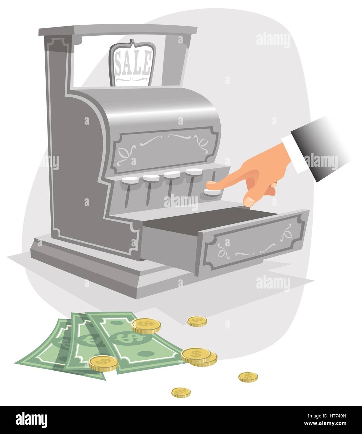 Old Fashioned Cash Machine Stock Vector Images - Alamy