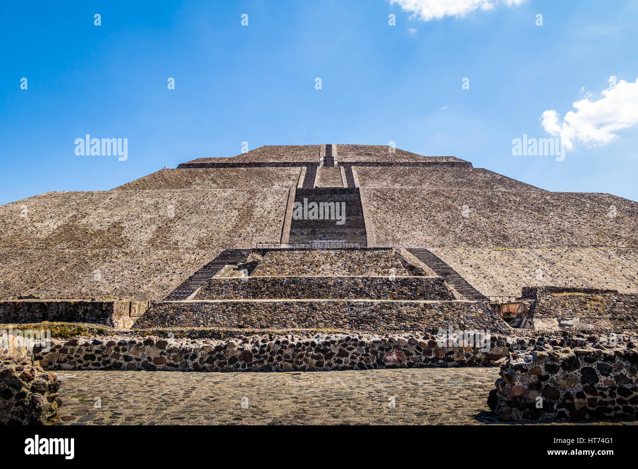 Frontal view of the Sun Pyramid at Teotihuacan Ruins - Mexico City ...