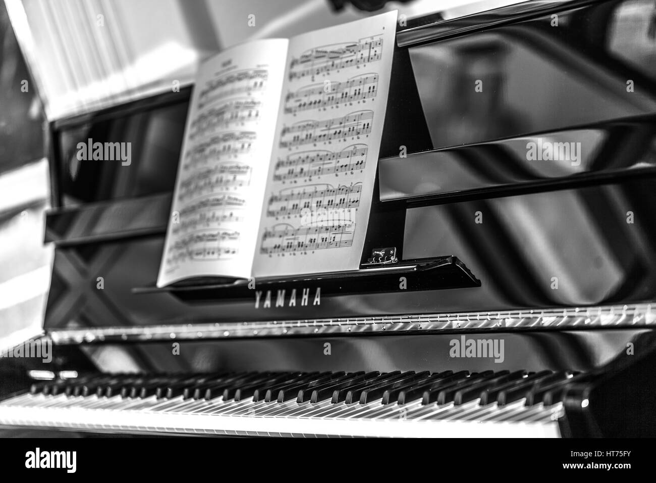 detail of classical piano with sheet of music Stock Photo - Alamy