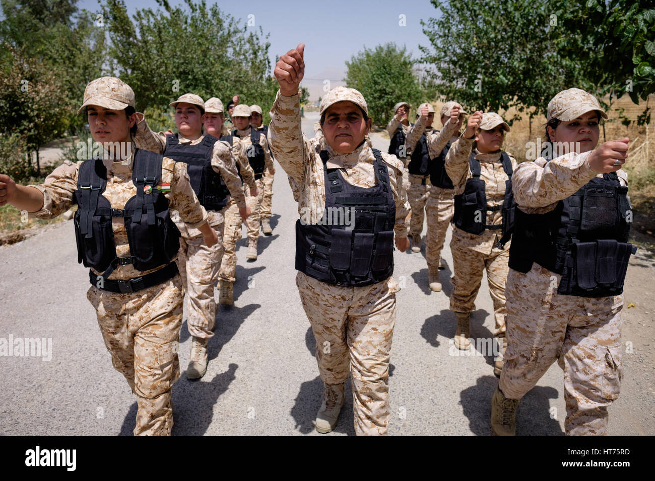 Kurdish Women of 2nd Battalion, 6th Brigade, an all female unit of the ...