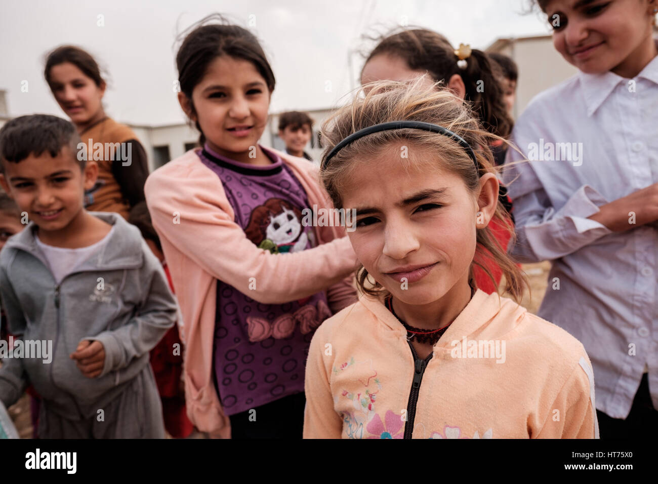 children at refugee refugees camp in northern Iraq having fled fighting ...