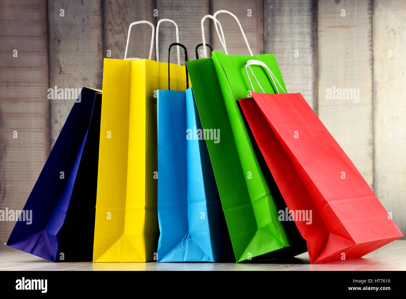 Composition with colorful paper shopping bags Stock Photo - Alamy