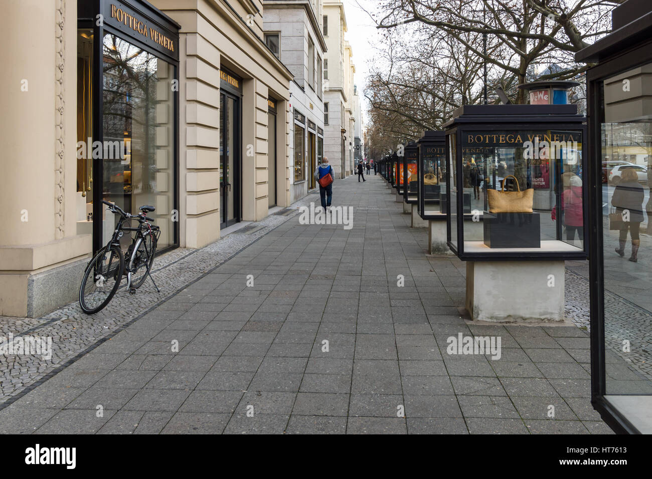 BERLIN - DECEMBER 08, 2016: Advertisement on the famous shopping street ...