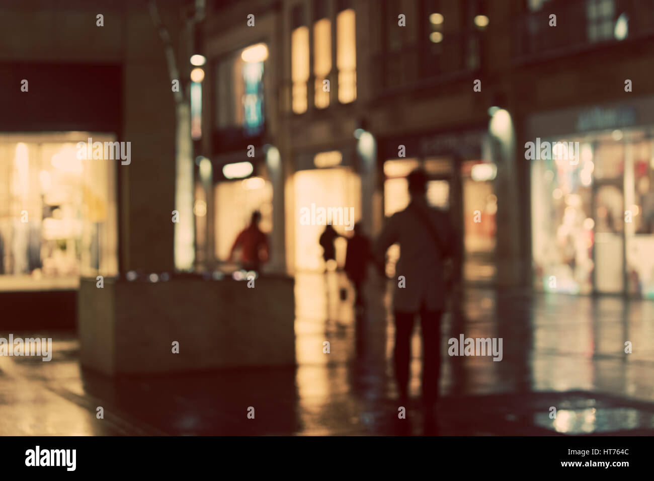 Artistic style - Defocused, blurred urban shopping mall background ...