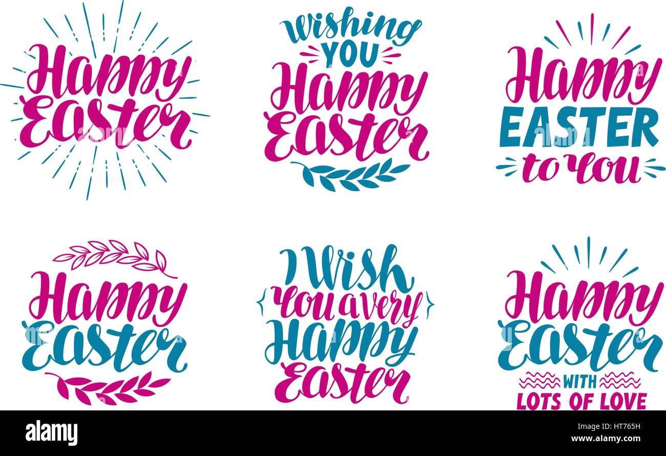 Easter labels. Holiday symbol, icon. Lettering, calligraphy vector ...