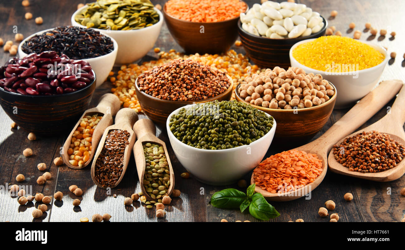 Composition with variety of vegetarian food ingredients Stock Photo - Alamy