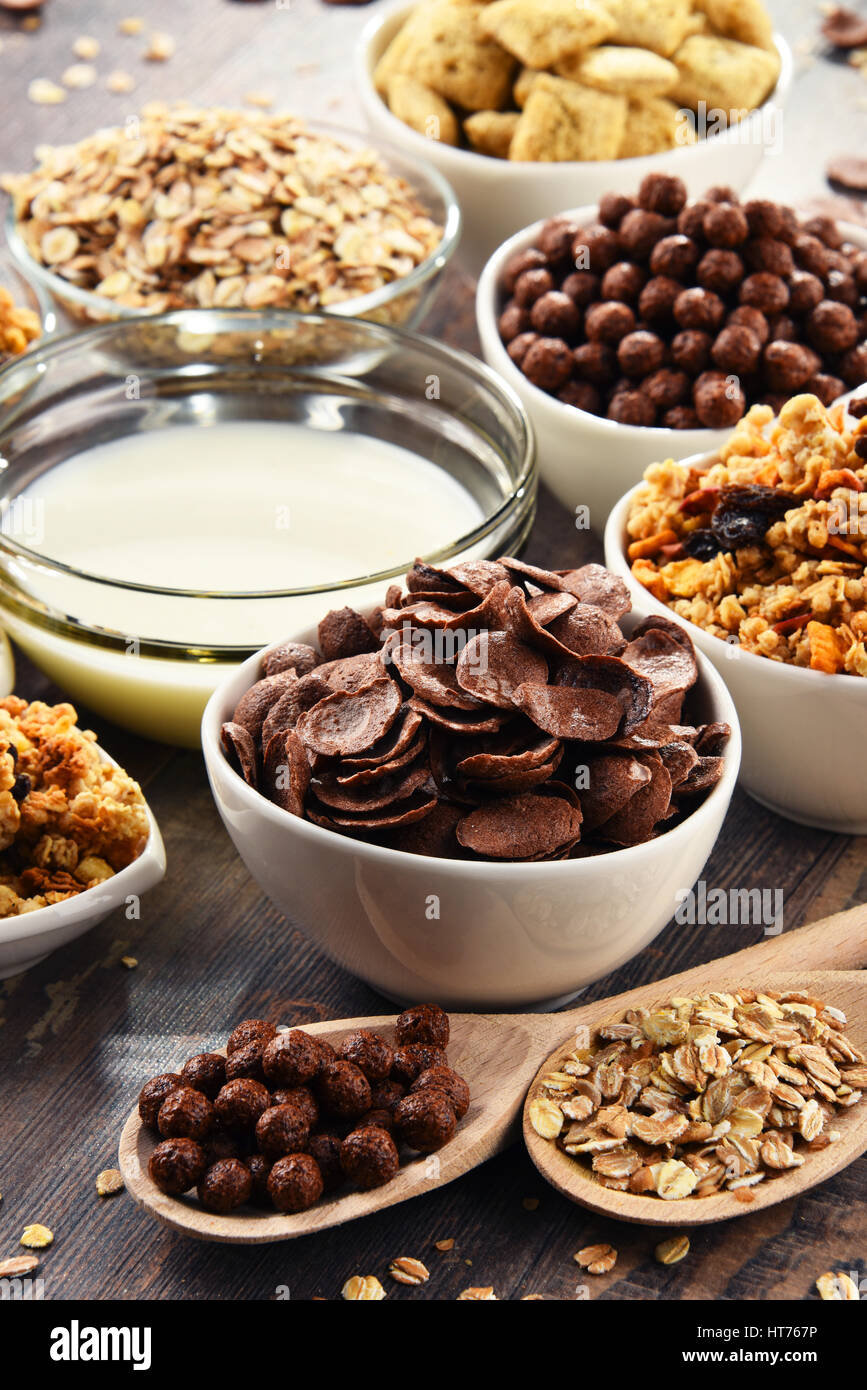 Composition with different sorts of breakfast cereal products Stock ...