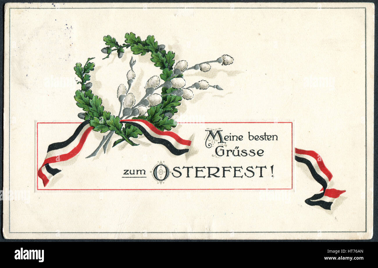 GERMANY - CIRCA 1915: A postcard printed in Germany, shows a wreath of ...