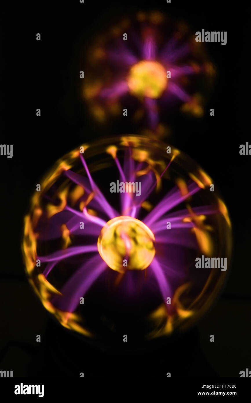 Electricity fire-ball. Abstract photo of electric waves. Static ...