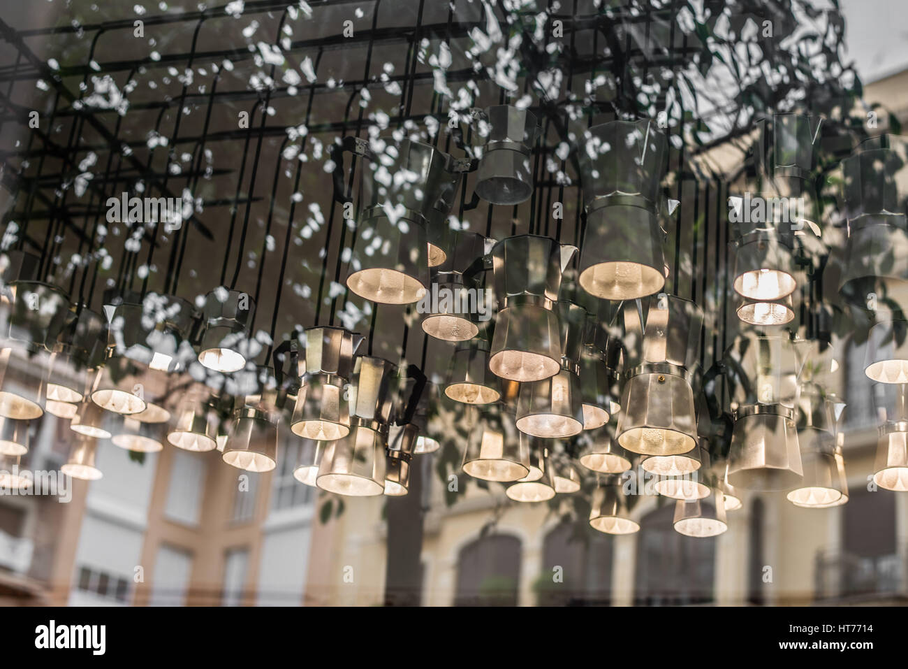 Creative lamps in a caffe in Spain Stock Photo - Alamy