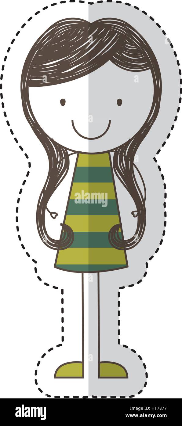 cute little girl drawing character Stock Vector Image & Art - Alamy