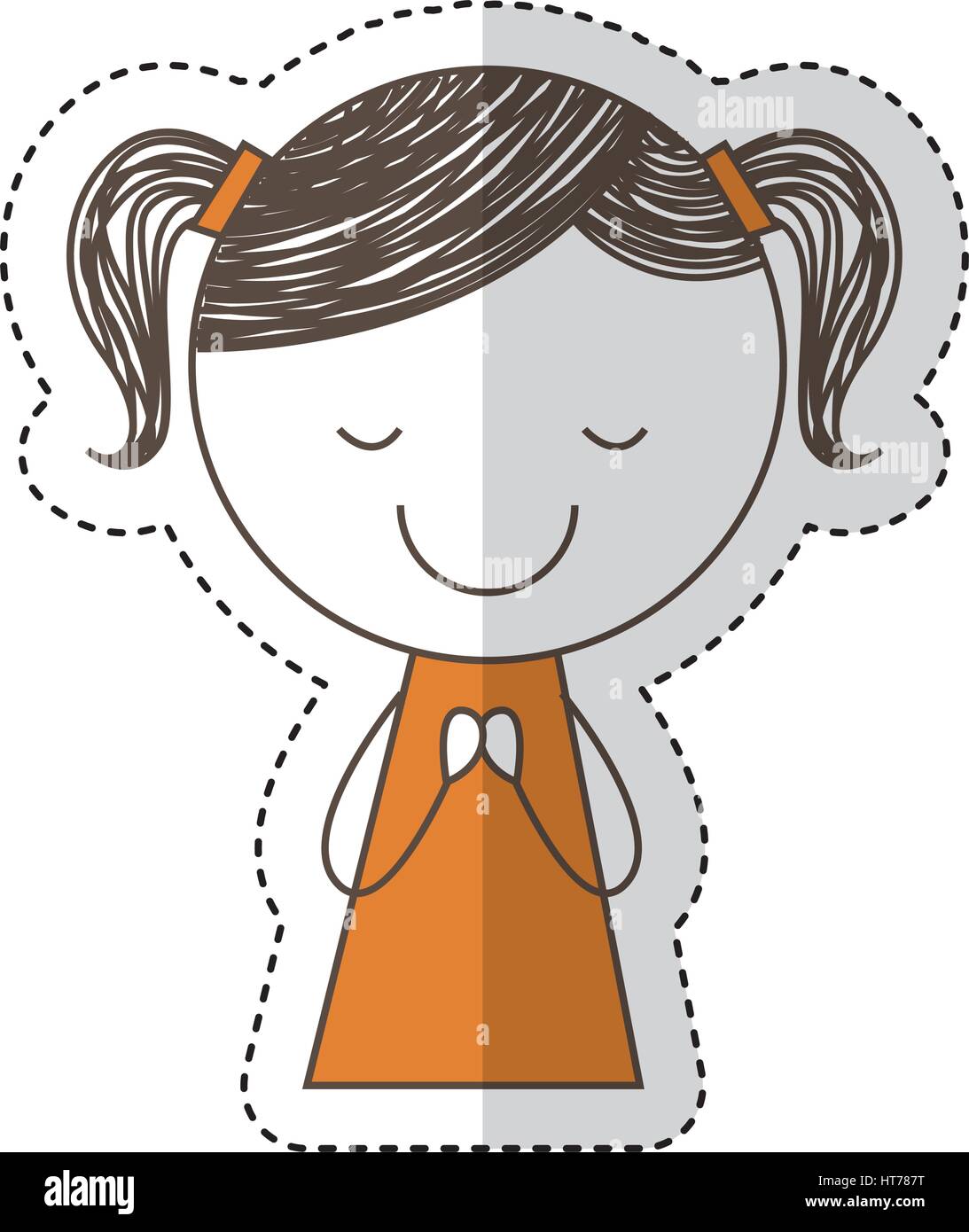 cute little girl drawing character Stock Vector Image & Art - Alamy