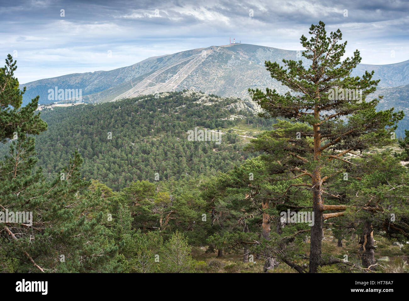 Views of Navacerrada Ski resort from Siete Picos (Seven Peaks) range ...