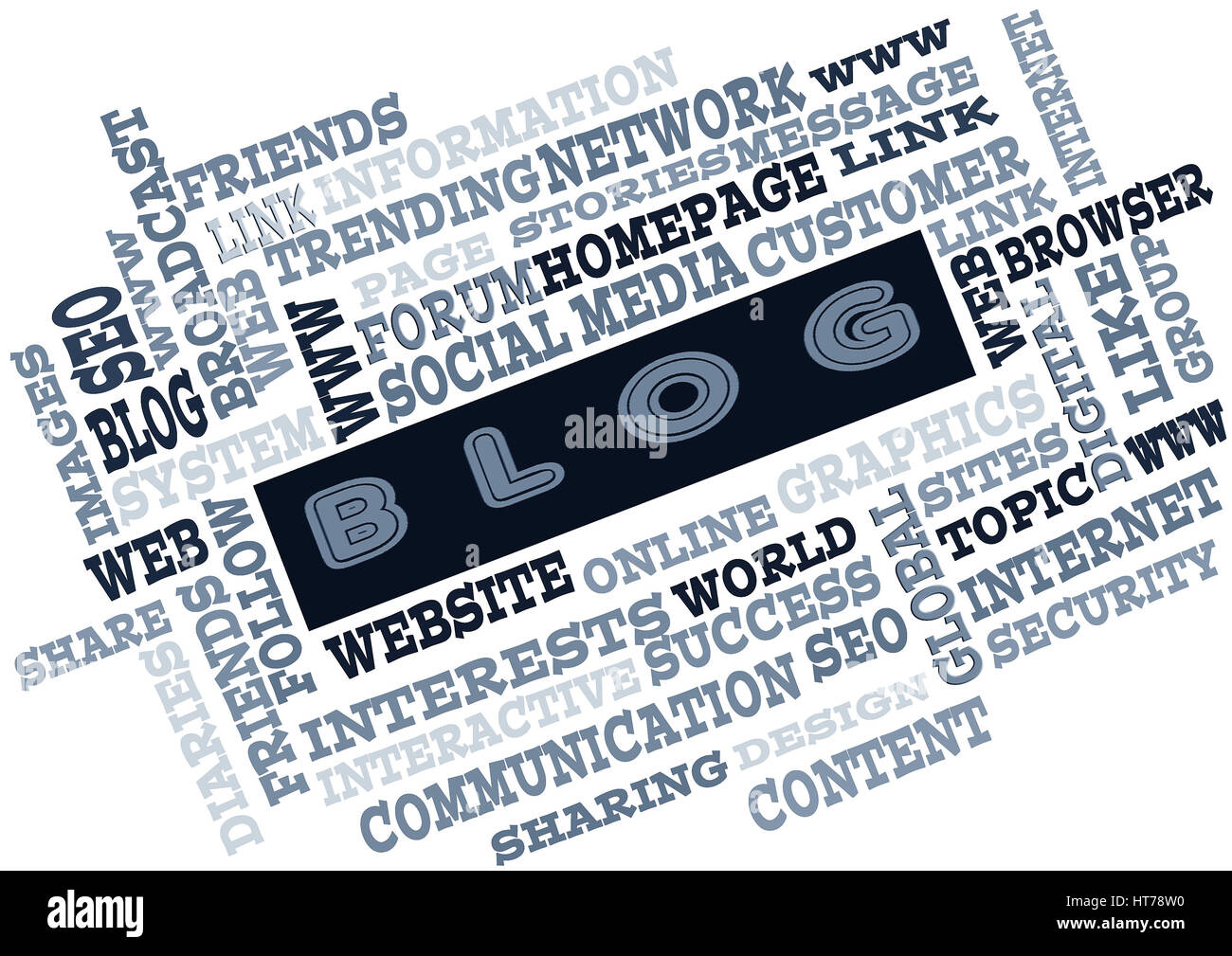 The blog word cloud as background Stock Photo - Alamy