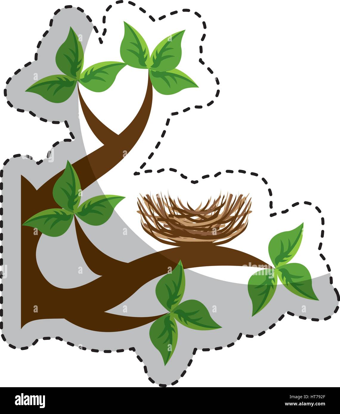 tree branch with nest nature isolated icon Stock Vector Image & Art - Alamy