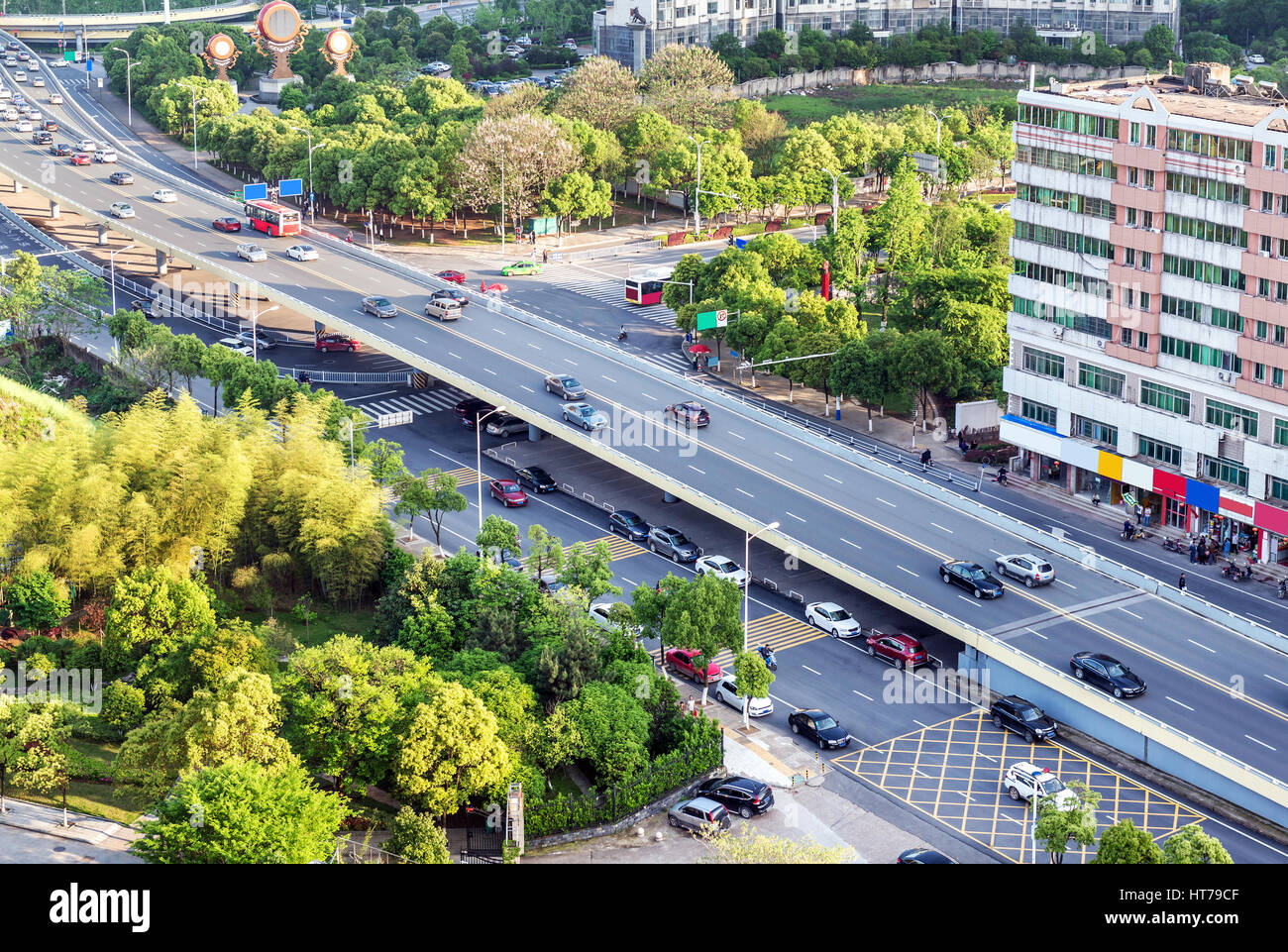 Modern transportation hub, full of Bridge Approach car Stock Photo - Alamy