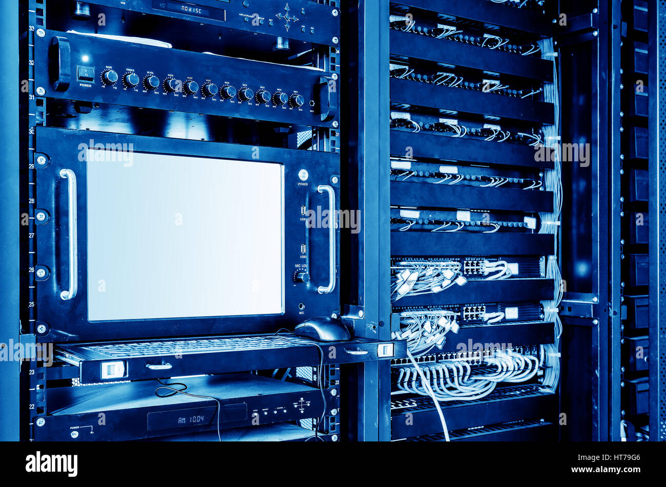Rackmount LED console in server room data center Stock Photo - Alamy