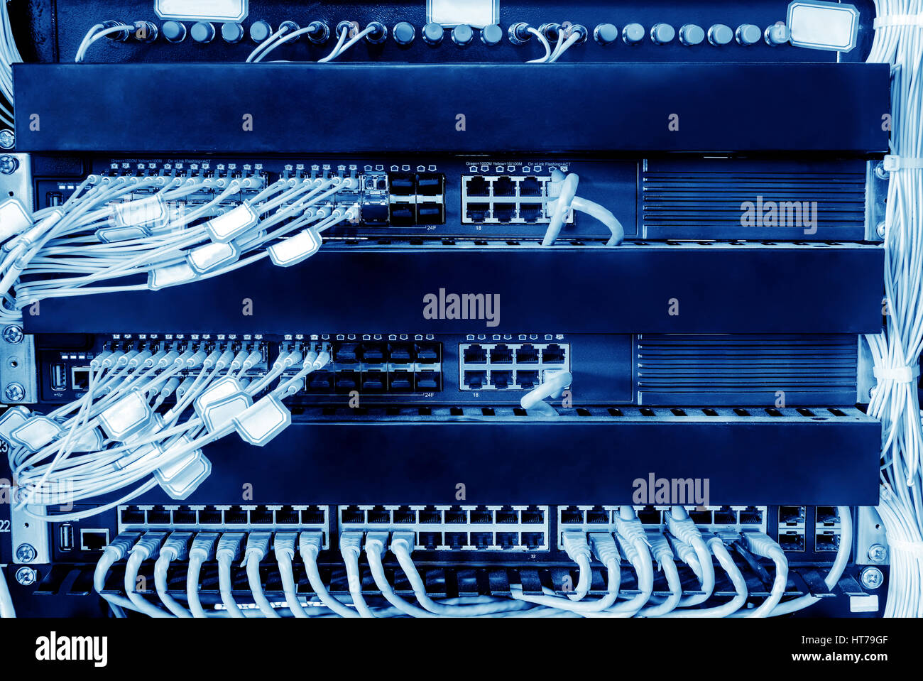 Rackmount LED console in server room data center Stock Photo - Alamy