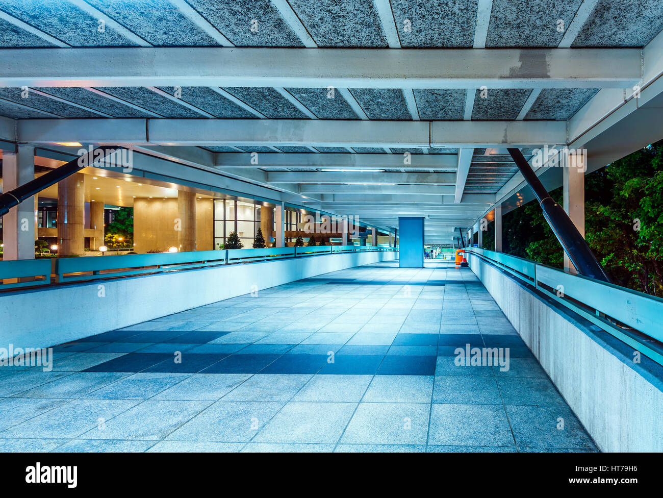 Night pedestrian bridge, empty, Hong Kong, China Stock Photo - Alamy