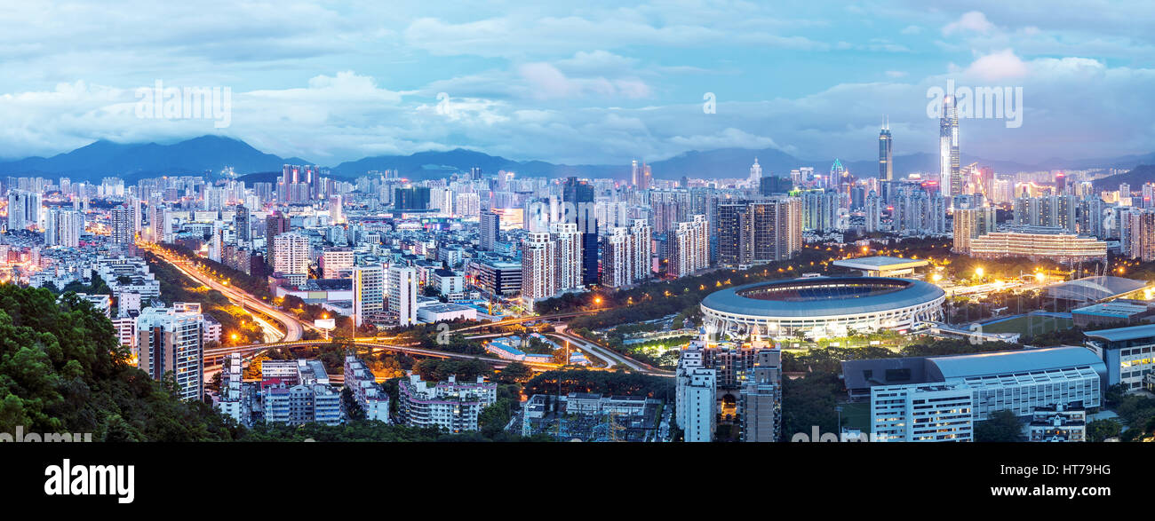 Aerial view of Shenzhen city night view Stock Photo - Alamy