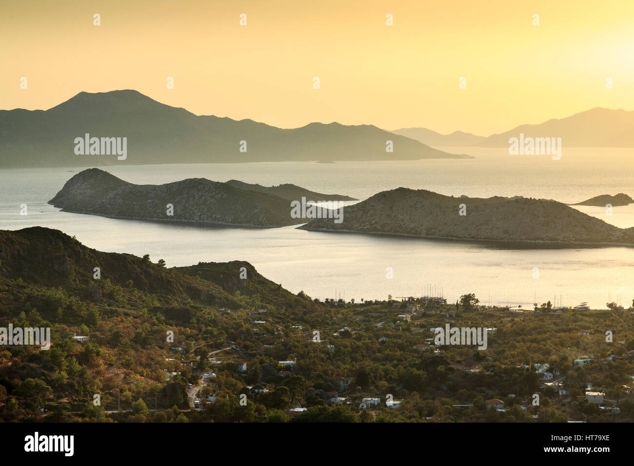 Sunset over Sogut, Bozburun Peninsula, Turkey Stock Photo - Alamy