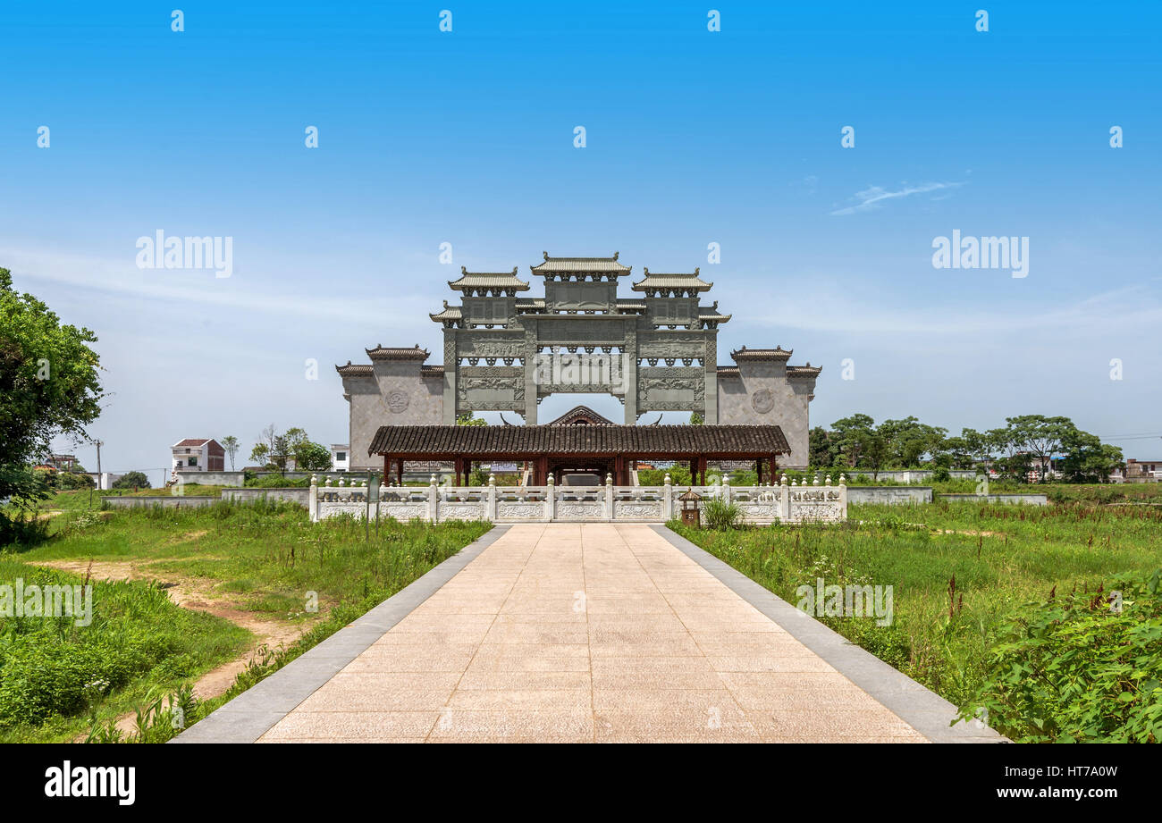 Chinese ancient buildings under the sun; oriental-style arches Stock ...