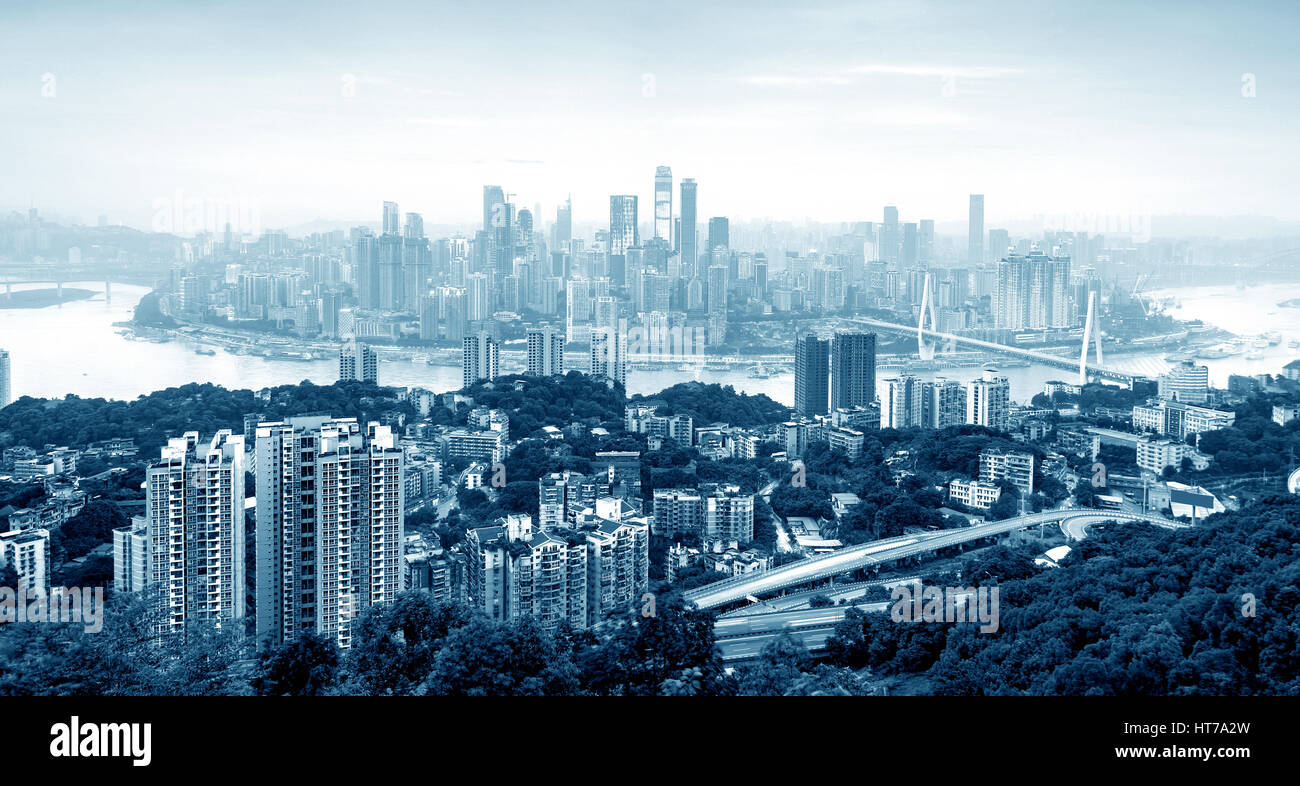 Chongqing, China downtown city skyline over the Yangtze River Stock ...