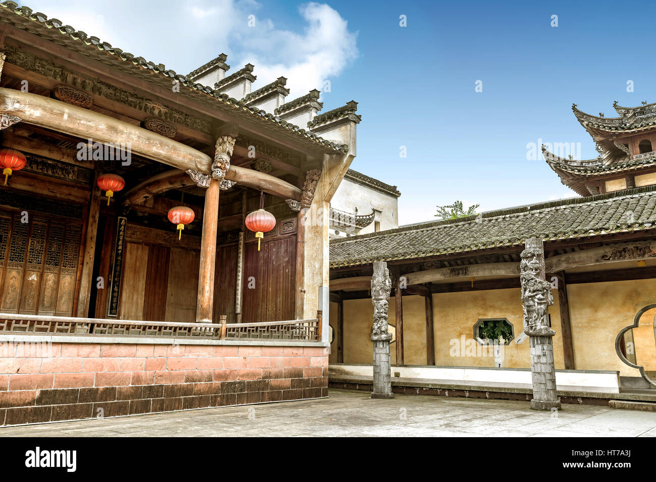 Inside the ancient stage, the traditional wooden structure, Huangshan ...