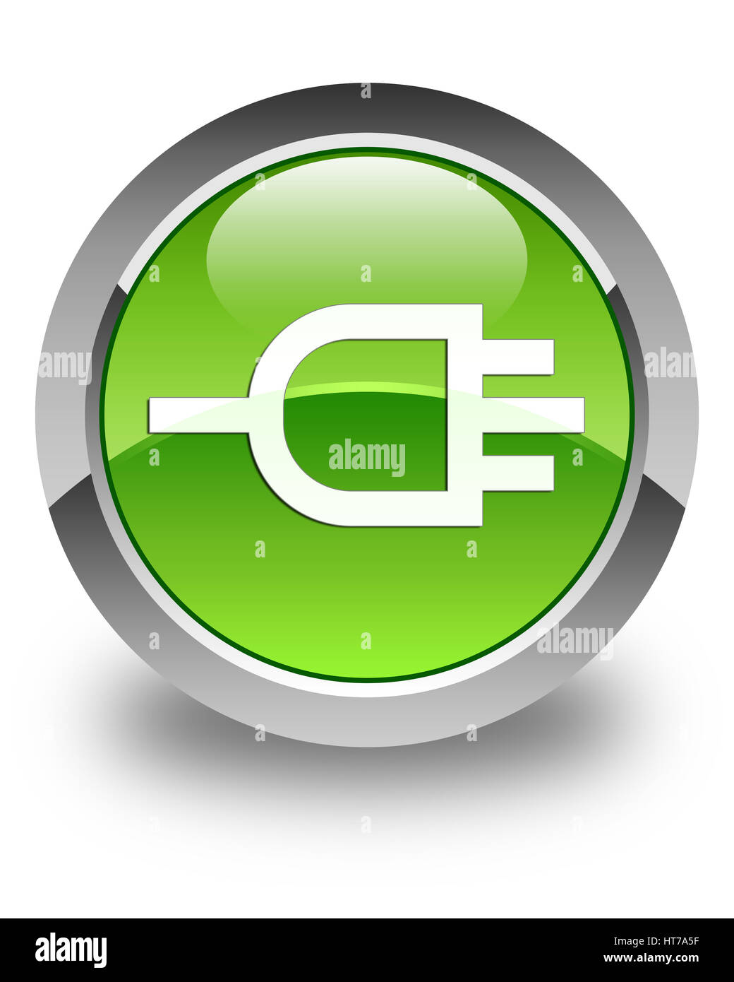 Connect icon isolated on glossy green round button abstract ...