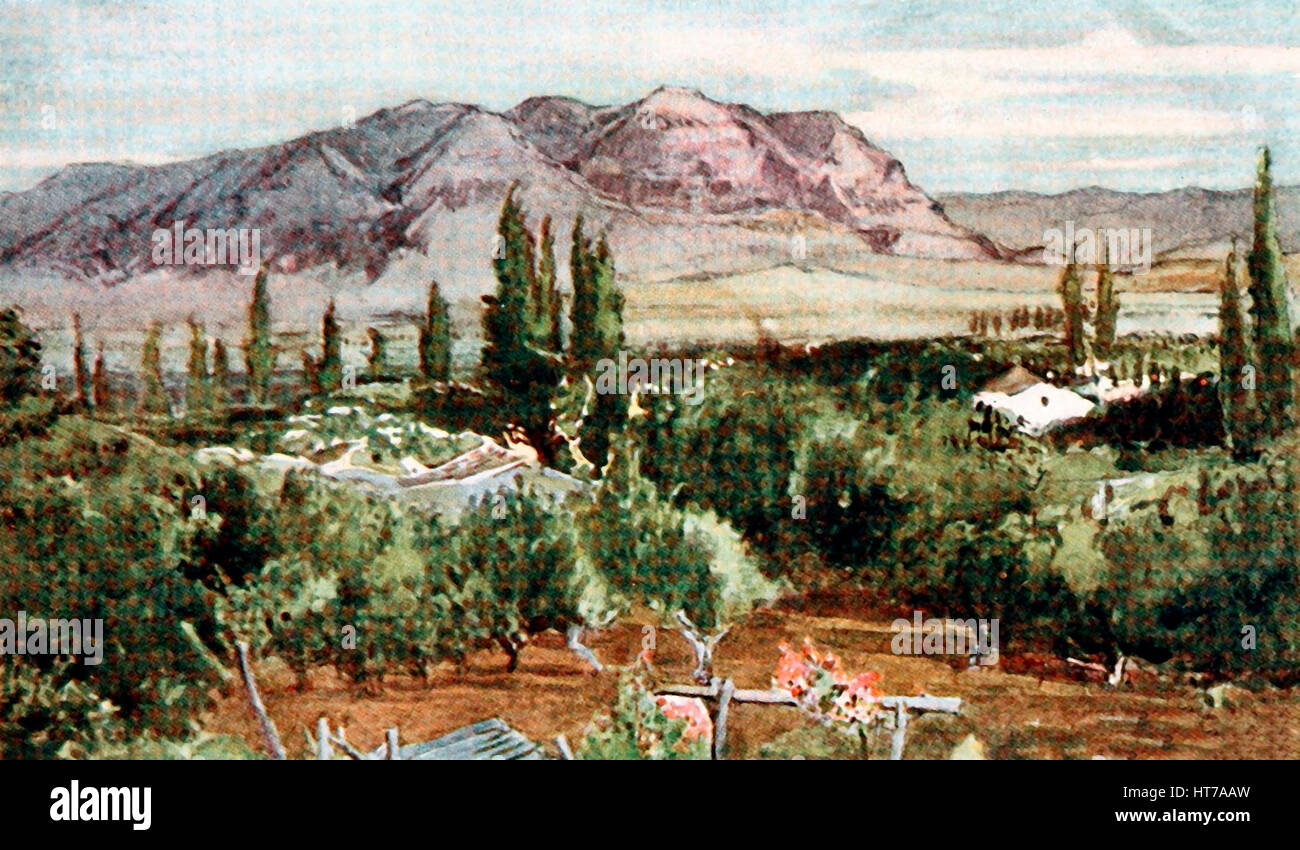 The Mount of Temptation, from Jericho. Holy Land, circa 1900 Stock ...