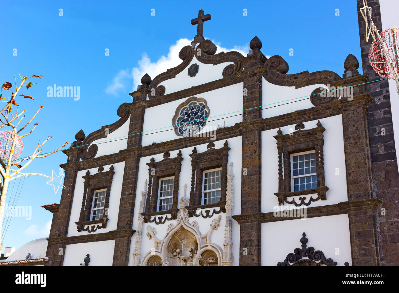 Facade of Saint Sebastian church in Ponta Delgada, Azores, Portugal ...