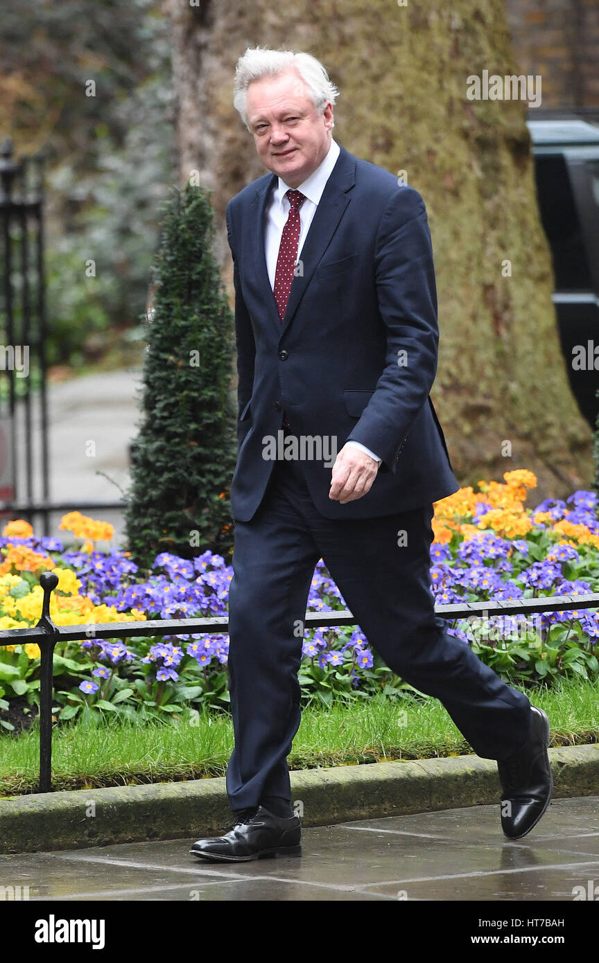 Brexit Secretary David Davis arrives in Downing Street, London, as ...