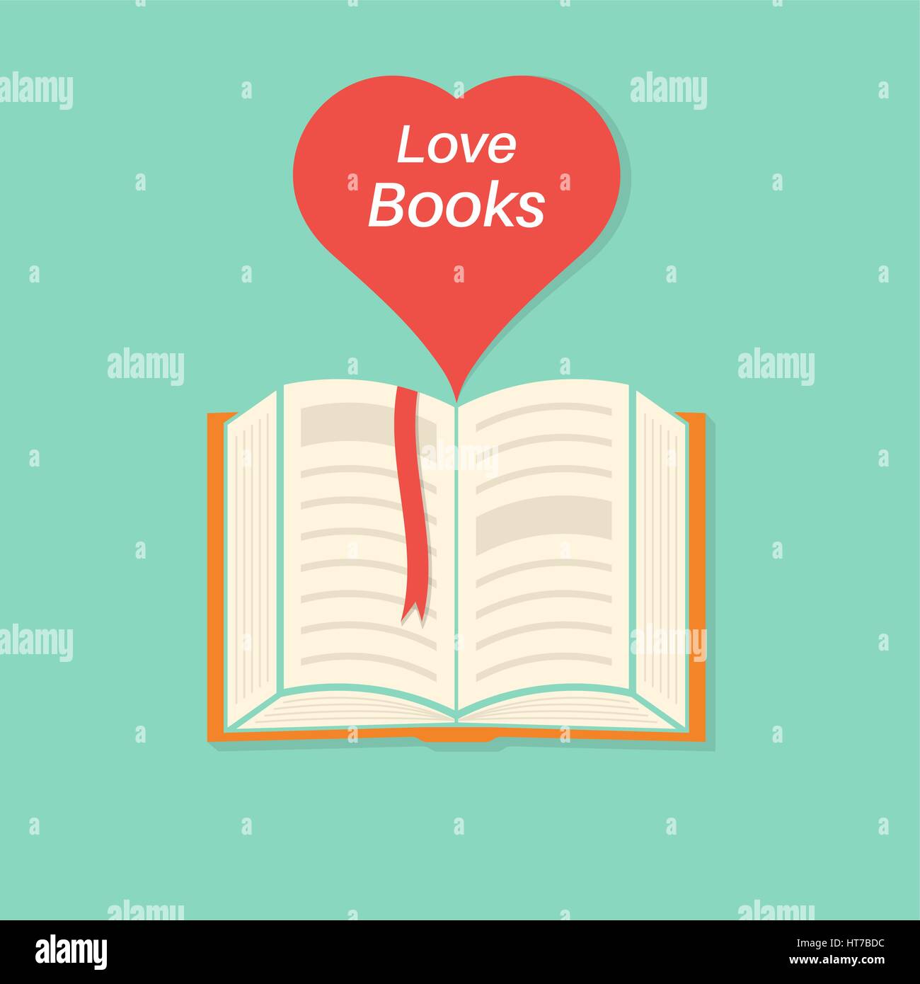 Open book with a bookmark and heart. Symbol of education and successful ...