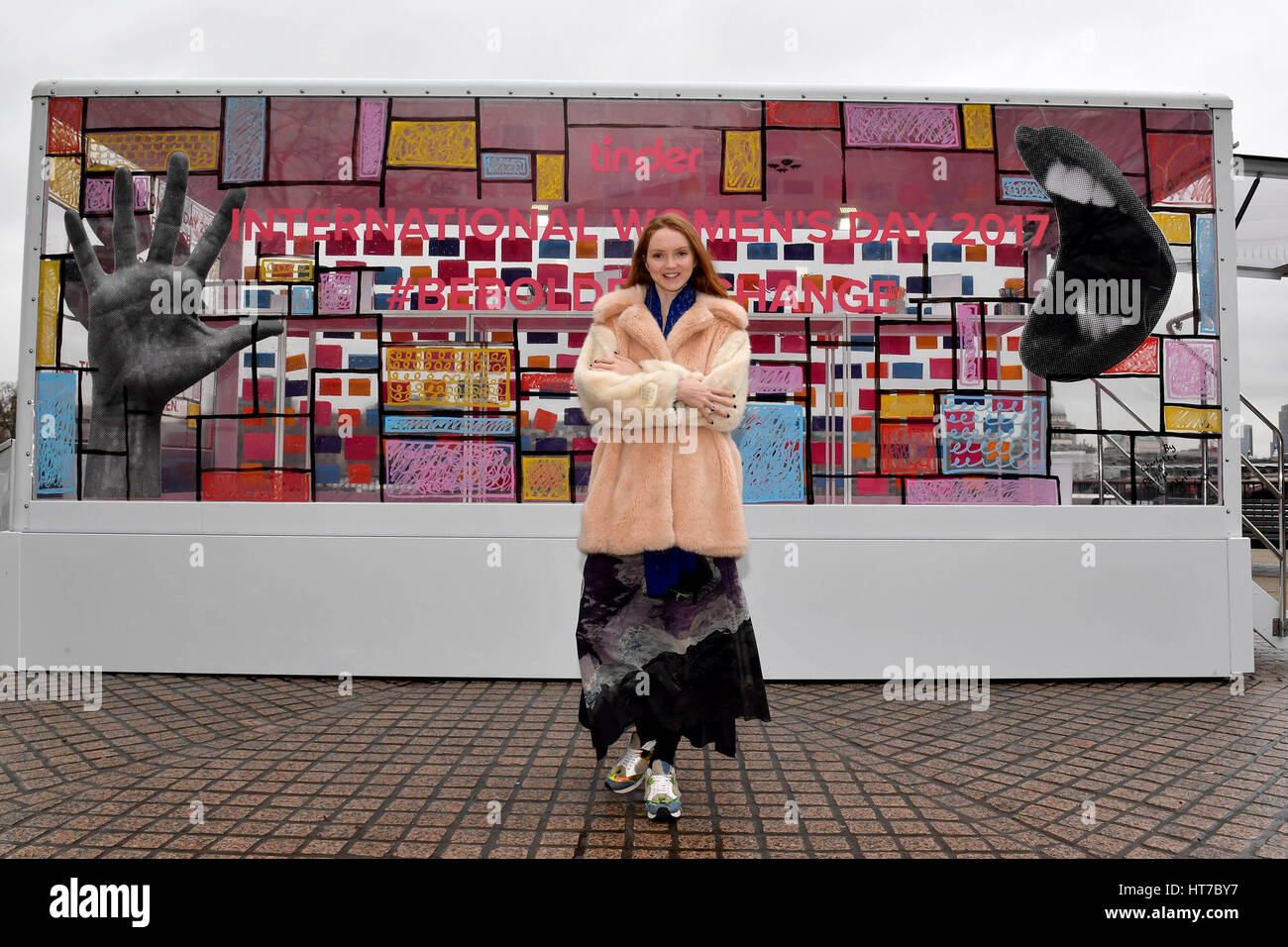 EDITORIAL USE ONLY Lily Cole at the #beboldforchange art installation ...