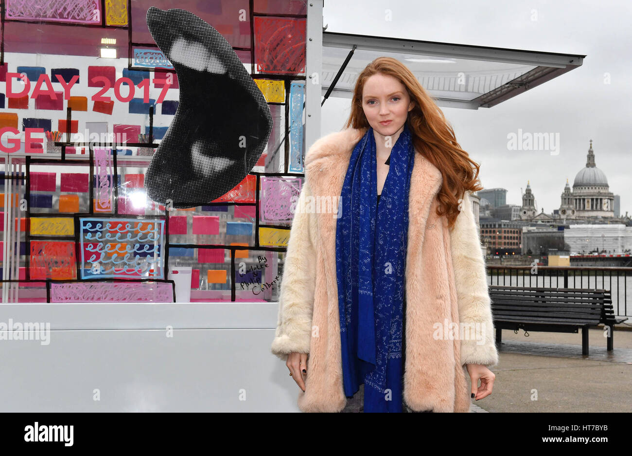 EDITORIAL USE ONLY Lily Cole at the #beboldforchange art installation ...
