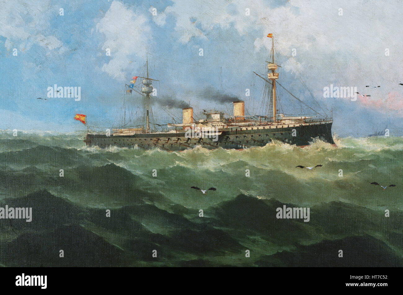 Spanish battleship Pelayo.1888-1925. Painting by Francisco Hernandez ...