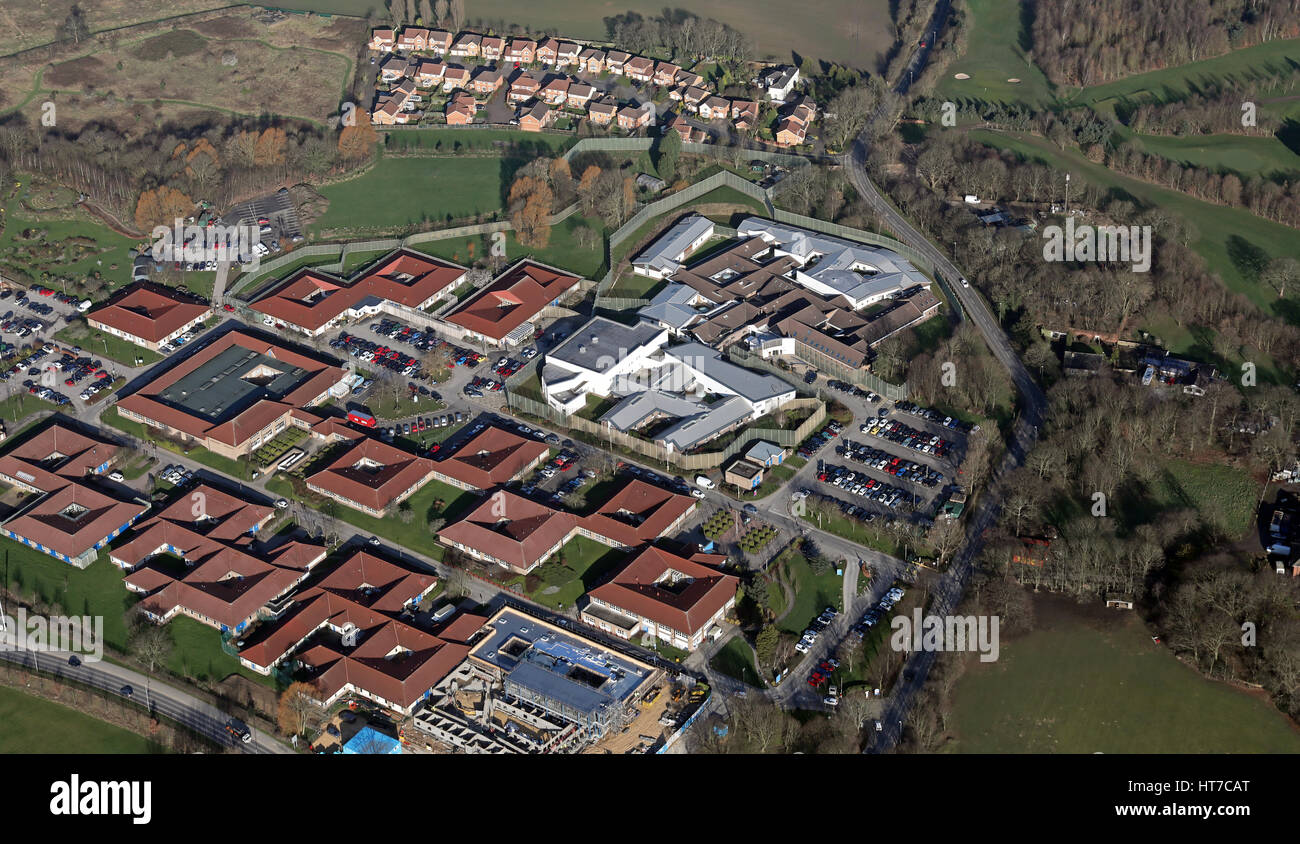 aerial view of Fieldhead Hospital and Newton Lodge, Wakefield, UK Stock ...