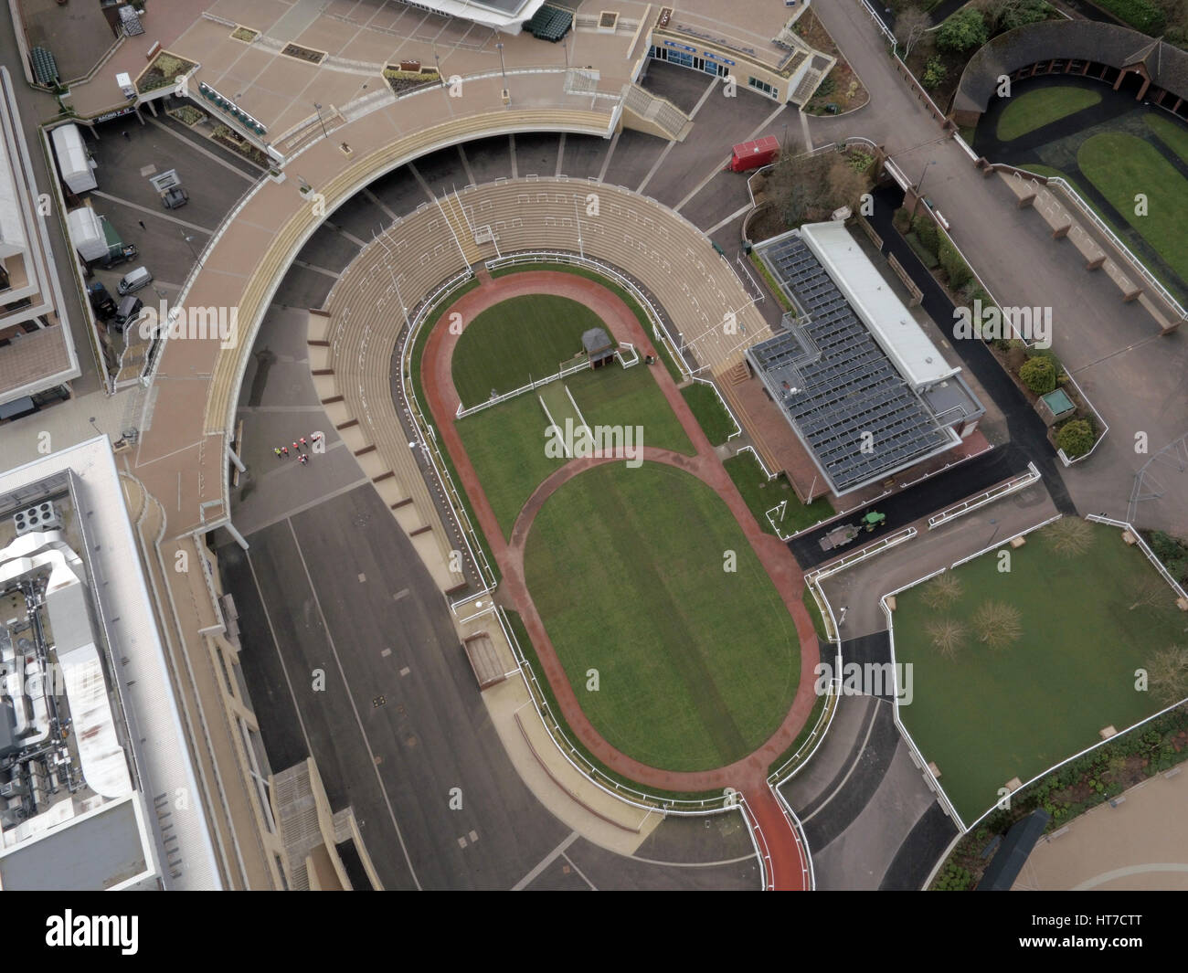 An aerial view of the parade ring and winners enclosure ahead of The ...