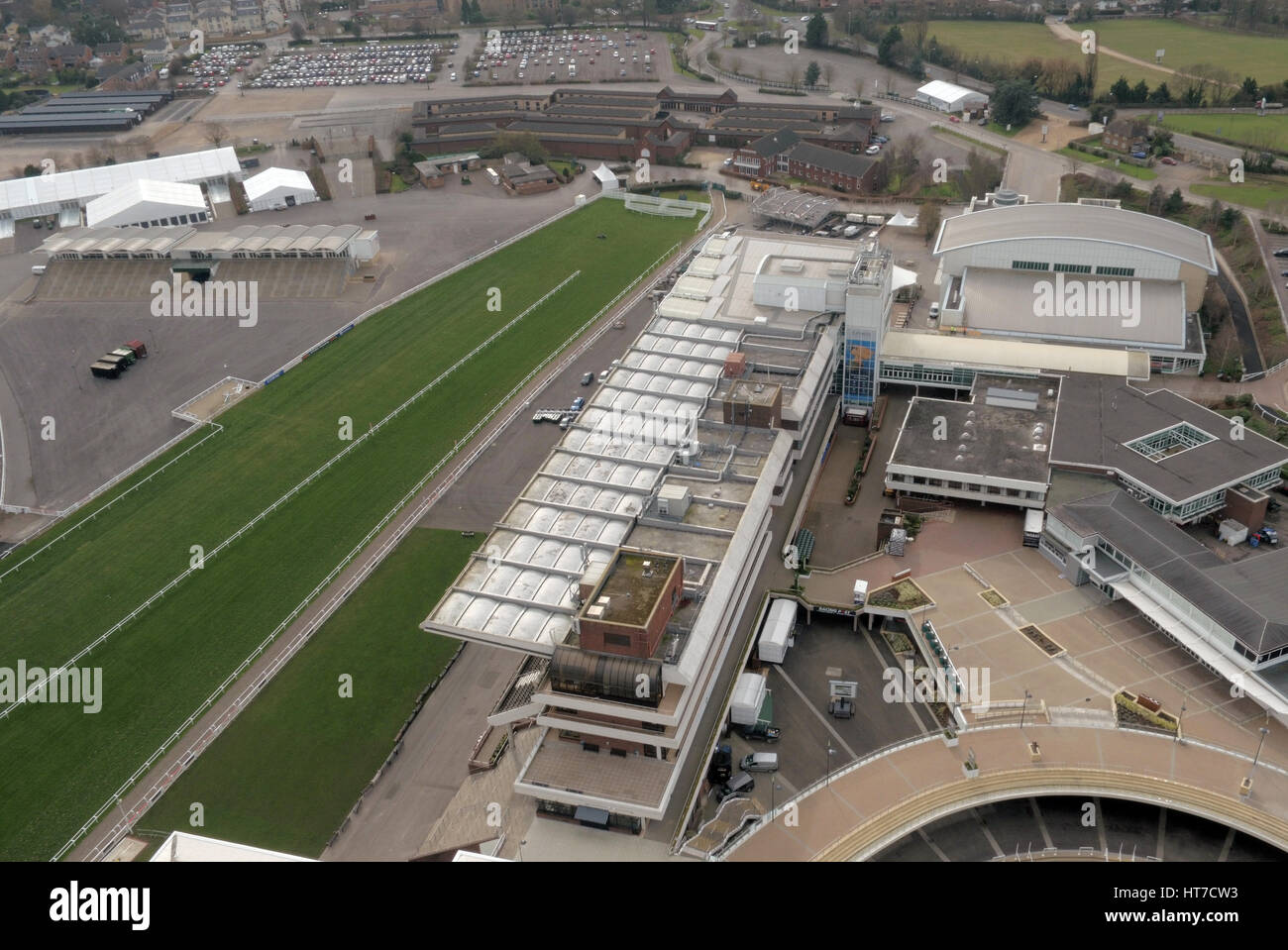 An aerial view of the finish straight ahead of The Festival meeting at ...