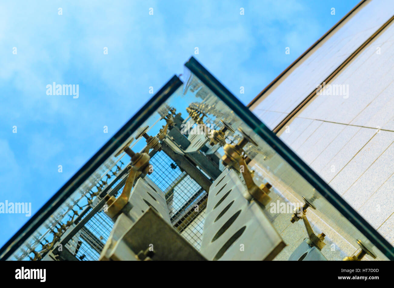 Glass curtain walls.Fasteners Elements of spider glass system. Facade ...