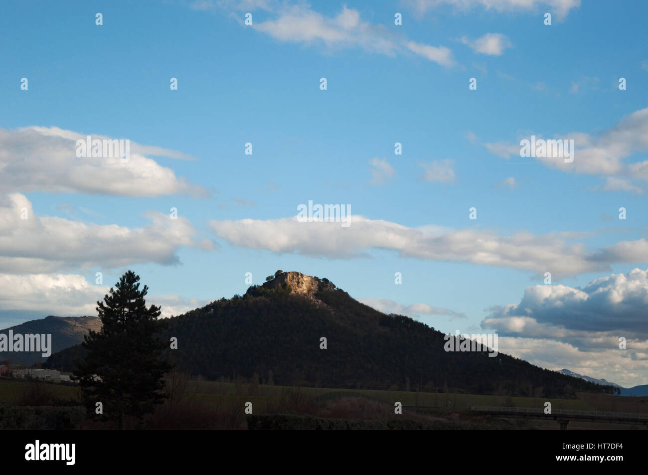 The Basque landscape of the northern Spain with view of the Pyrenees, a ...