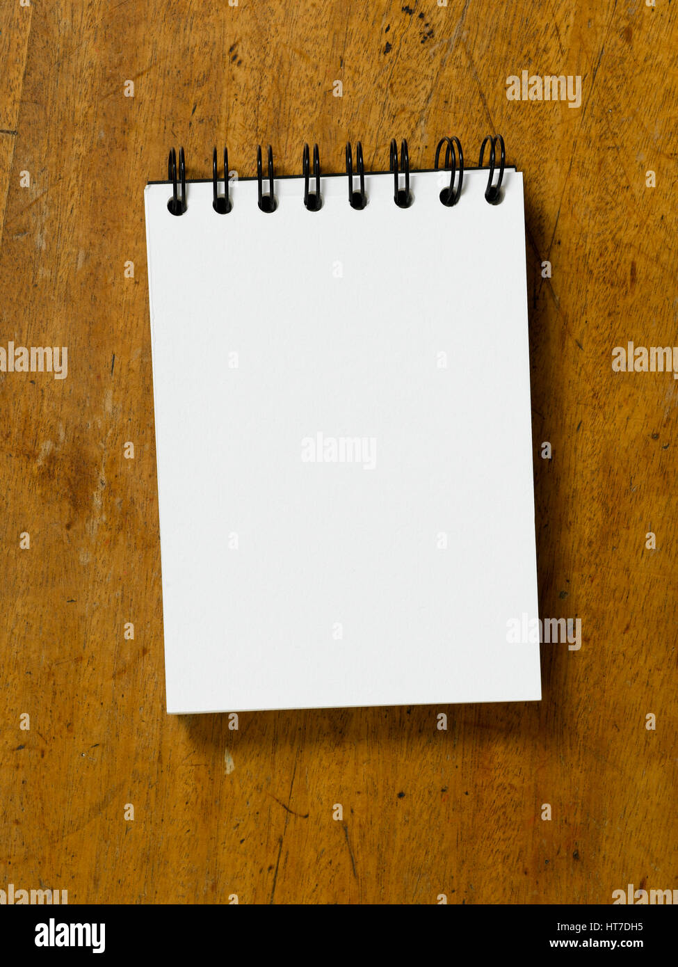 Vintage table top with blank paper Stock Photo - Alamy