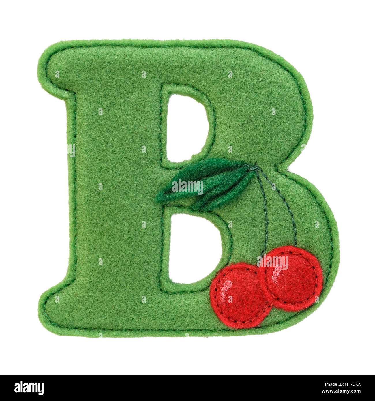 Letter B of the alphabet made of felt isolated on white background ...