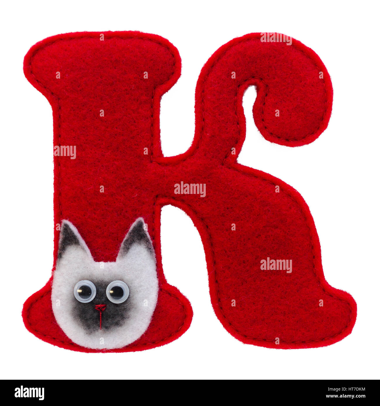 Letter K of the alphabet made of felt isolated on white background ...