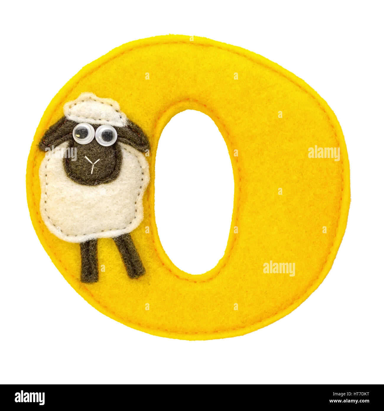 Letter O of the alphabet made of felt isolated on white background ...