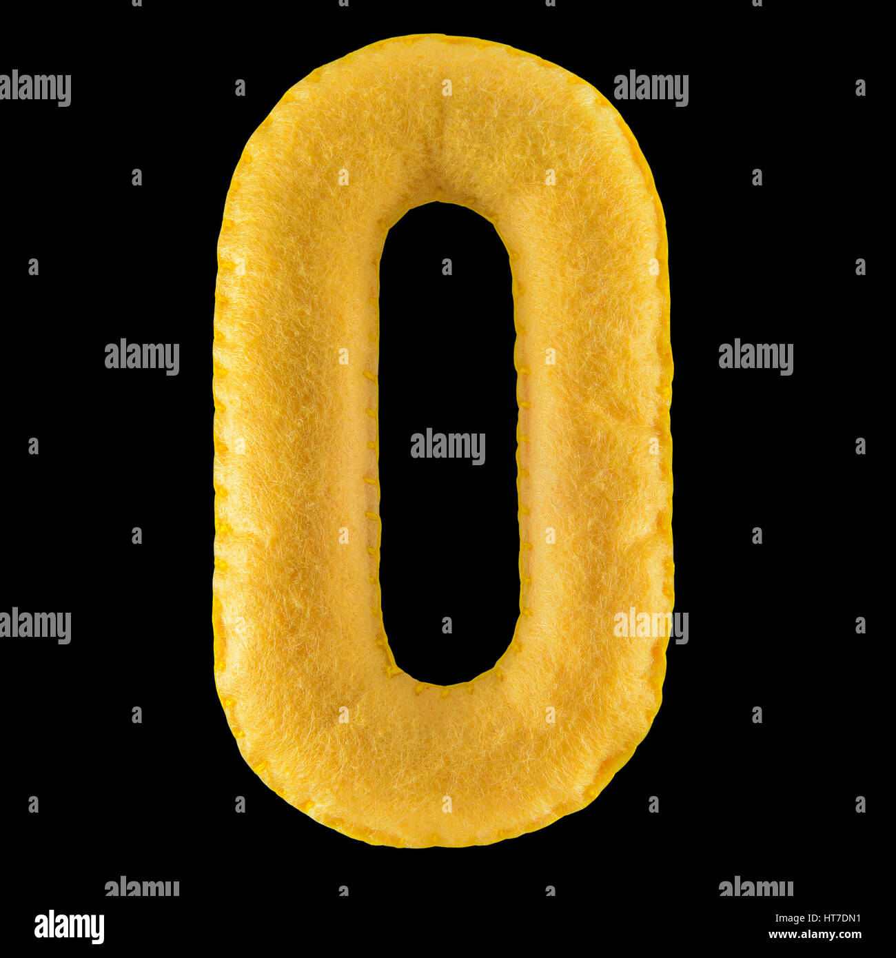 Number 0. Hand made number Zero from yellow felt. Set of numbers from ...