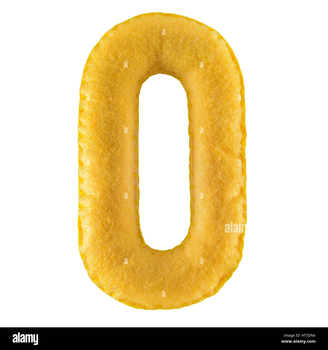 Number 0. Hand made number Zero from yellow felt. Set of numbers from ...