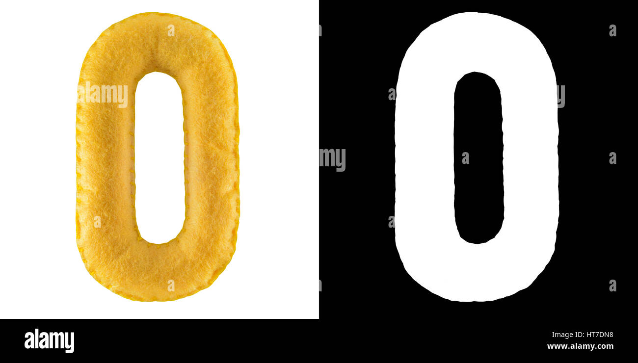 Number 0. Hand made number Zero from yellow felt. Set of numbers from ...