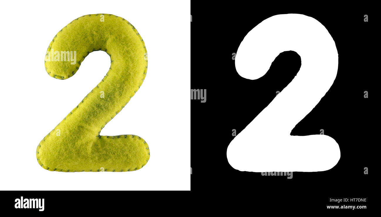 Number 2. Hand made number Two from green felt. Set of numbers from ...