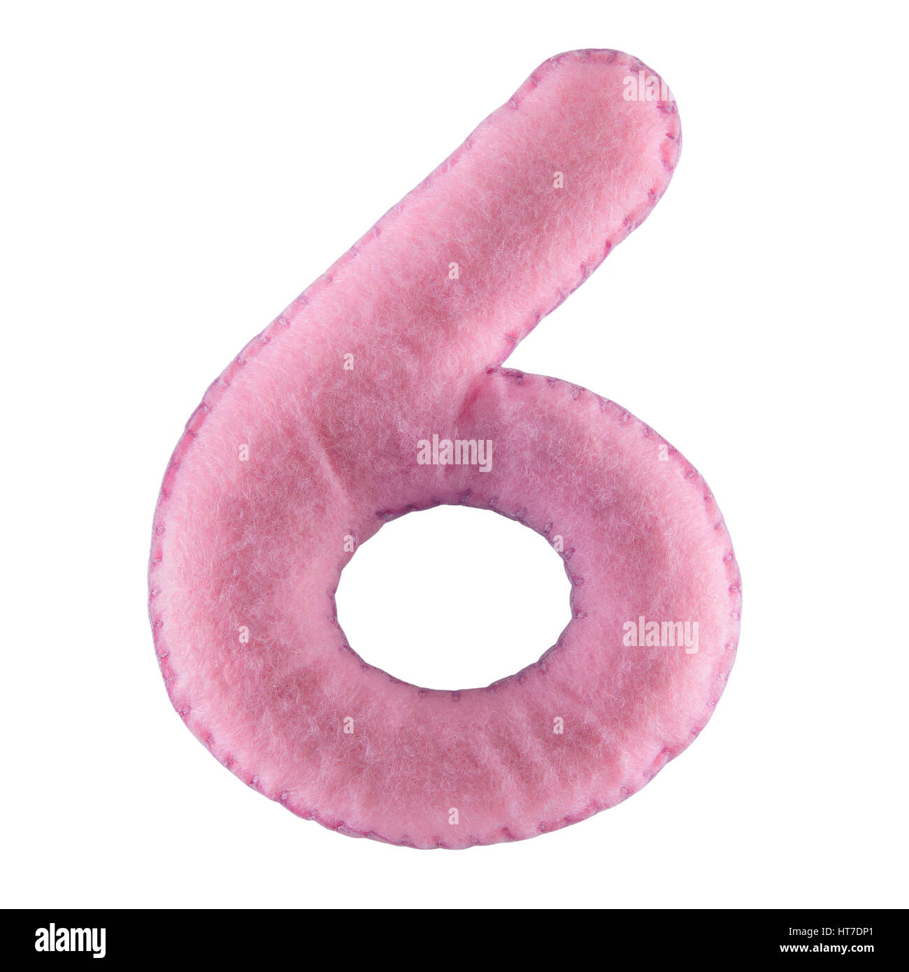 Number 6. Hand made number Six from pink felt. Set of numbers from ...